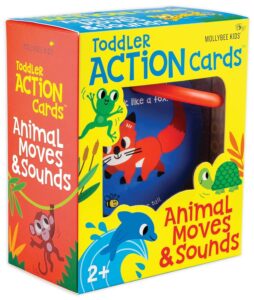 mollybee kids toddler action cards animal moves and sounds, gifts for ages 2+