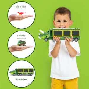 ToyVelt Dinosaur Toys for Kids 3-5 Dinosaur Truck Carrier Comes with 3 Dino Cars 12 Dinosaurs - Perfect Toy Gift for 3 4 5 6 7 Years Old Boys