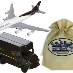 Matty's Toy Stop Daron UPS (United Parcel Service) Package Truck & Plane Deluxe Gift Set Bundle with Exclusive Storage Bag - 2 Pack