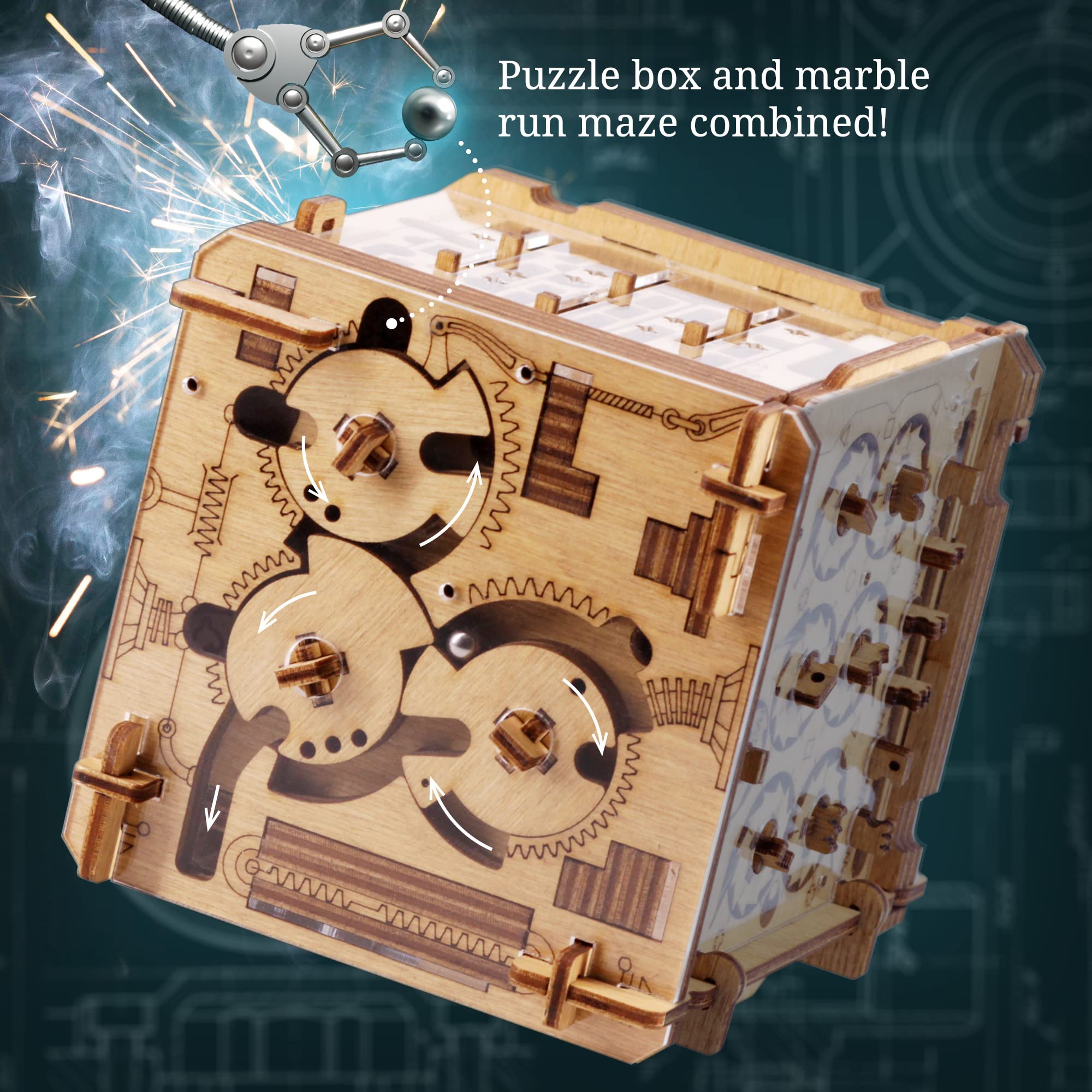 iDventure Cluebox - Cambridge Labyrinth - Escape Room Game - Puzzle Box - 3D Wooden Puzzle - Gift Box - Maze Puzzle - 3D Puzzles for Adults - Brain Teaser - Birthday Gift Gadget for Men - Money Box