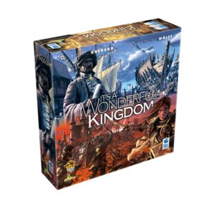 it's a wonderful kingdom board game - strategic kingdom-building and resource management game, fantasy game, ages 14+, 1-2 players, 45-60 minute playtime, made by lucky duck games