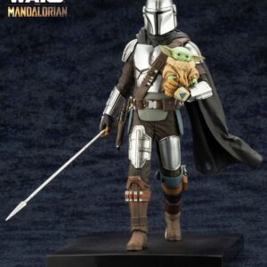 Kotobukiya Star Wars: The Mandalorian & Grogu with Beskar Staff ARTFX+ Statue, Multicolor