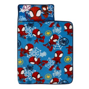 disney marvel spidey and his amazing friends blue, red and white spidey team toddler nap mat