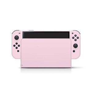 Tacky Design Classic Solid Color Skin Compatible with Nintendo Switch OLED Skin- Vinyl 3M Stickers Set - Simple Color Compatible with Joy Con, Console, Dock - Decal Full Wrap (Baby Pink)