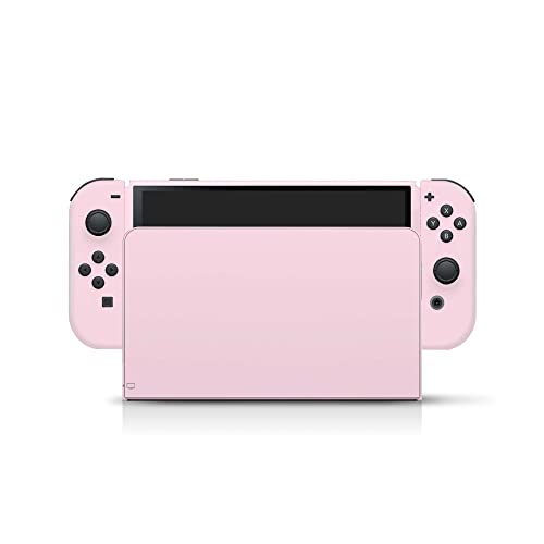 Tacky Design Classic Solid Color Skin Compatible with Nintendo Switch OLED Skin- Vinyl 3M Stickers Set - Simple Color Compatible with Joy Con, Console, Dock - Decal Full Wrap (Baby Pink)