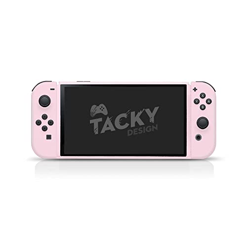 Tacky Design Classic Solid Color Skin Compatible with Nintendo Switch OLED Skin- Vinyl 3M Stickers Set - Simple Color Compatible with Joy Con, Console, Dock - Decal Full Wrap (Baby Pink)