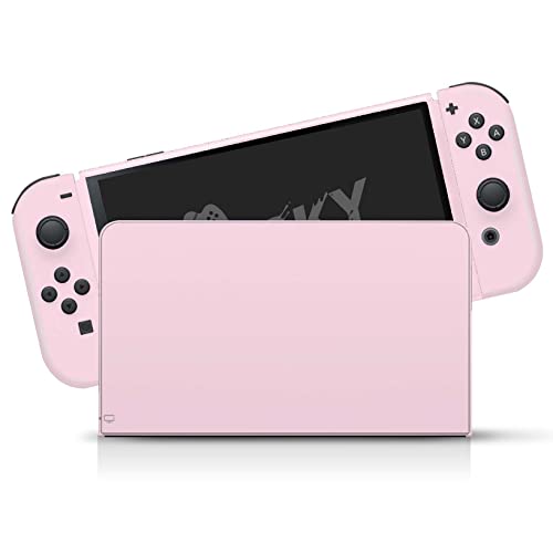 Tacky Design Classic Solid Color Skin Compatible with Nintendo Switch OLED Skin- Vinyl 3M Stickers Set - Simple Color Compatible with Joy Con, Console, Dock - Decal Full Wrap (Baby Pink)