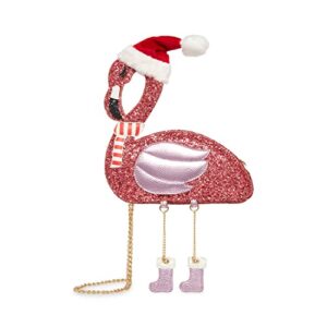 betsey johnson santa flamingo crossbody, pink