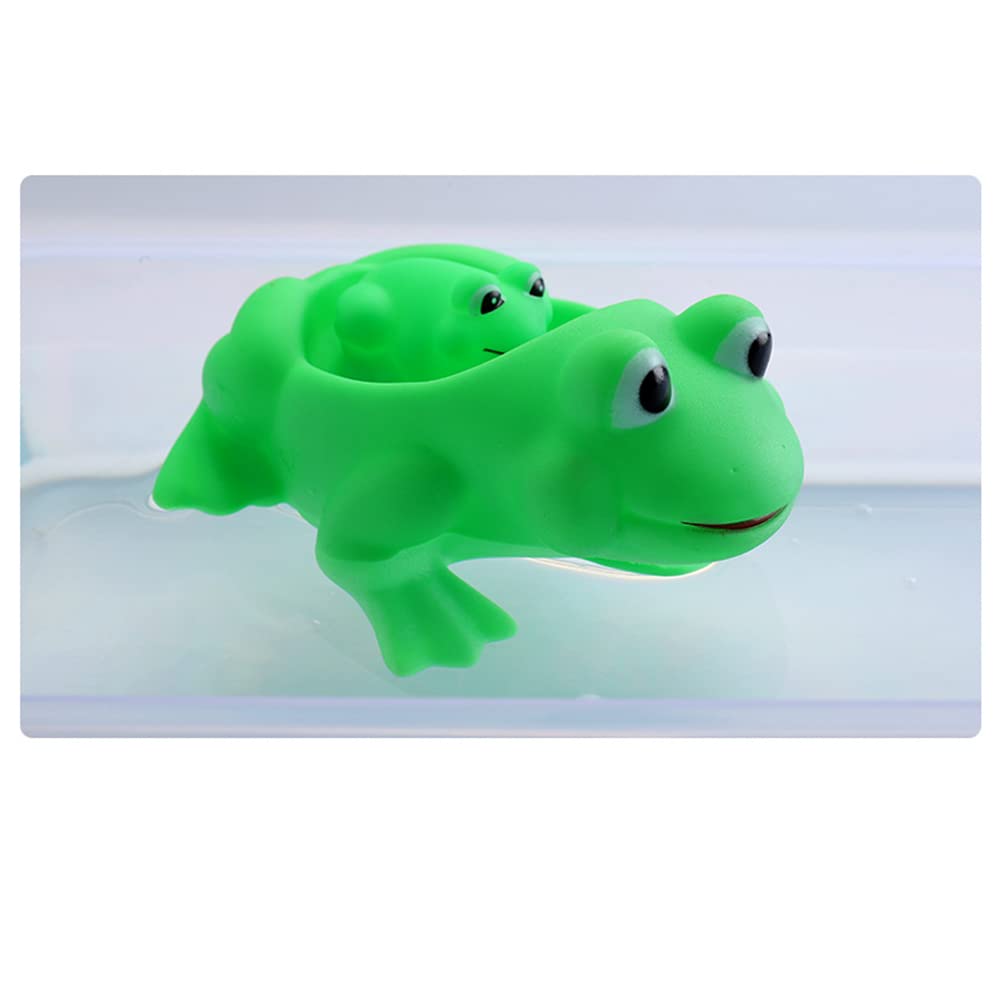 Baby Bath Toys 4Pcs Rubber Green Frog Family Squeak Float Bath Ducks Bath Tub Shower Toys for Toddlers Boys Girls