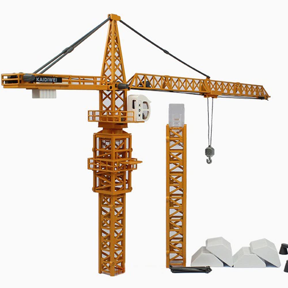 KAIKEA 1/50 Scale Metal Diecast Tower Crane Metal Construction Vehicles Model Toy, Cab 360 ° Rotated, for Kids and Adults