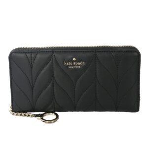 kate spade briar lane quilted leather neda zip around wallet, black