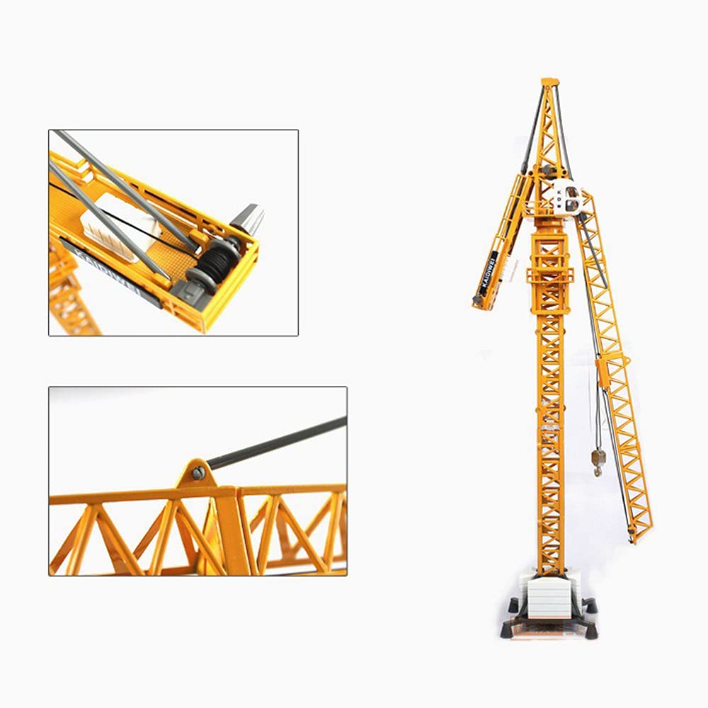 KAIKEA 1/50 Scale Metal Diecast Tower Crane Metal Construction Vehicles Model Toy, Cab 360 ° Rotated, for Kids and Adults