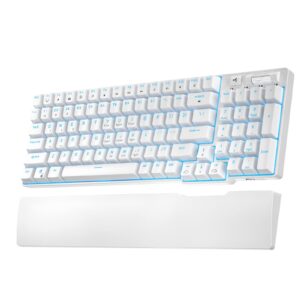 rk royal kludge rk96 90% triple mode bt5.0/2.4g/usb-c hot swappable mechanical keyboard with magnetic wrist rest, 96 keys wireless gaming keyboard with software, blue backlight