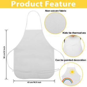 Sntieecr 24 Pieces Kids Apron and Chef Hat Set, Adjustable Kids White Non Woven Fabric Chef Hats Skin-friendly Child Apron for Kitchen Cooking, Baking, Painting, Training Wear Kid's Size (7 -12 Years)