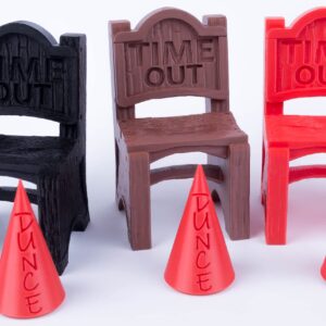 Chair of Shame with a Dunce Cap, Time Out Chair, Dice Jail for Poorly Rolling Dice, 3D Vikings (3 Pack)