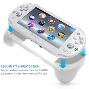 Gorliskl Hand Grip Handle Joypad Protective Case with L2 R2 Trigger Button Grip Shell Controller Protective Case for Sony PlayStation PS Vita 2000 PSV 2000 PS Vita Slim.（White）