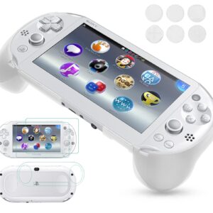 Gorliskl Hand Grip Handle Joypad Protective Case with L2 R2 Trigger Button Grip Shell Controller Protective Case for Sony PlayStation PS Vita 2000 PSV 2000 PS Vita Slim.（White）