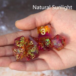 DND Dice Set 7Pcs Polyhedral Sharp Edges Dice for D&D Dungeons and Dragons RPG Player(Rose Citrine)…