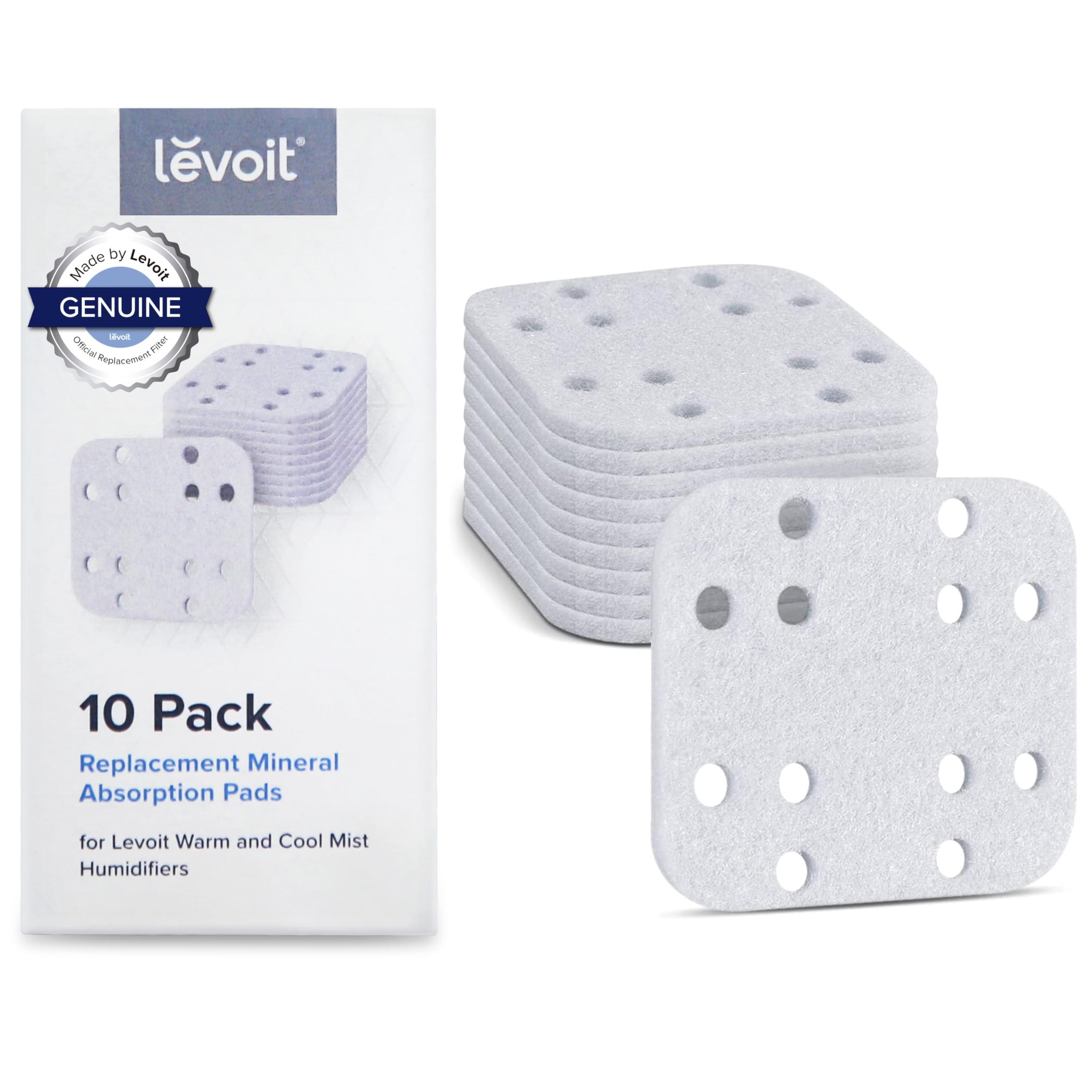 LEVOIT Humidifier Replacement Filters 10-Pack, Mineral Absorption Pad,Compatible with LV600S,LV600HH,OasisMist450S,Capture Fine Particles in Water Tank to Improve Humidification Efficiency,White,18x24