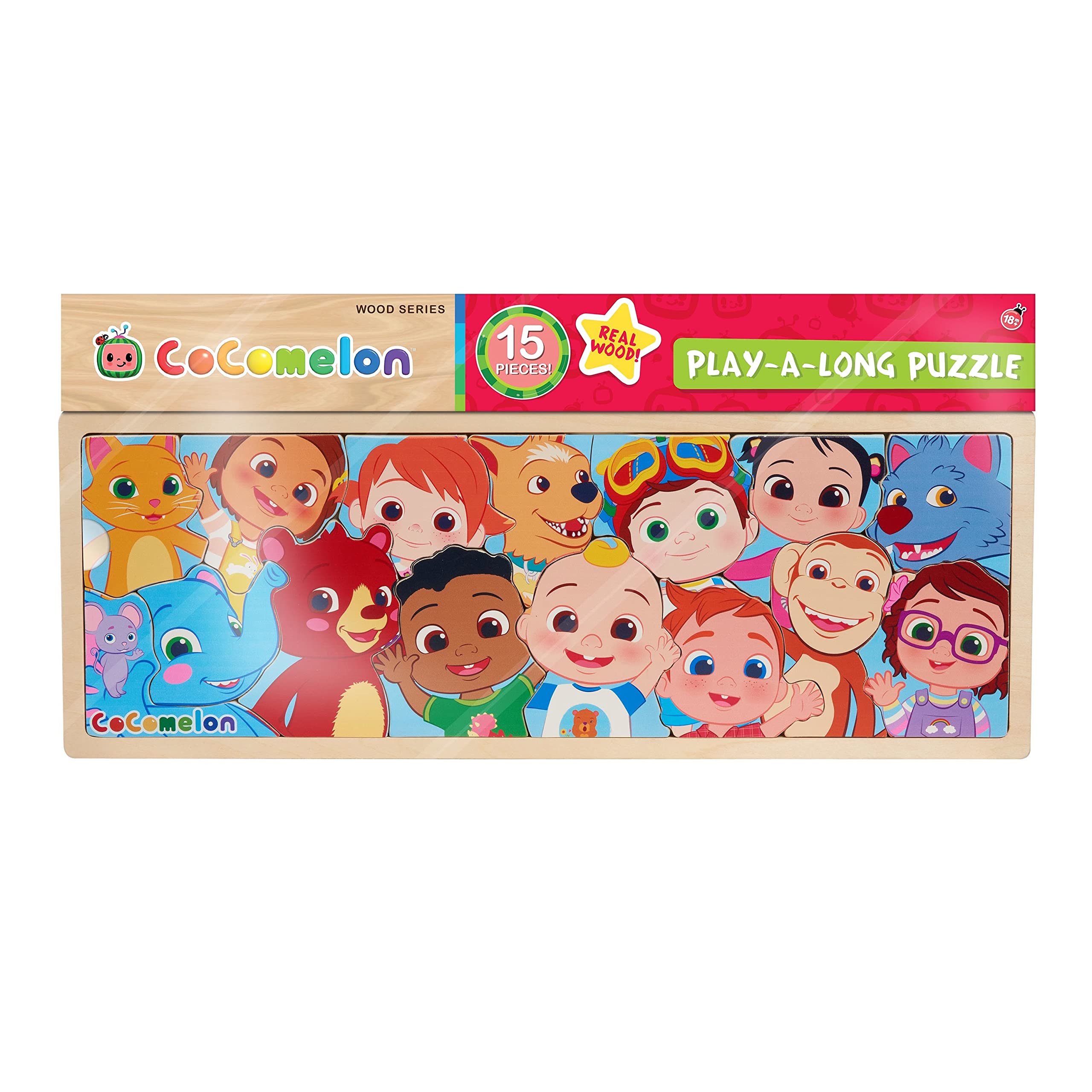 CoComelon Play-A-Long Wooden Puzzle, 15-Pieces, Recycled Wood, Officially Licensed Kids Toys for Ages 18 Month by Just Play