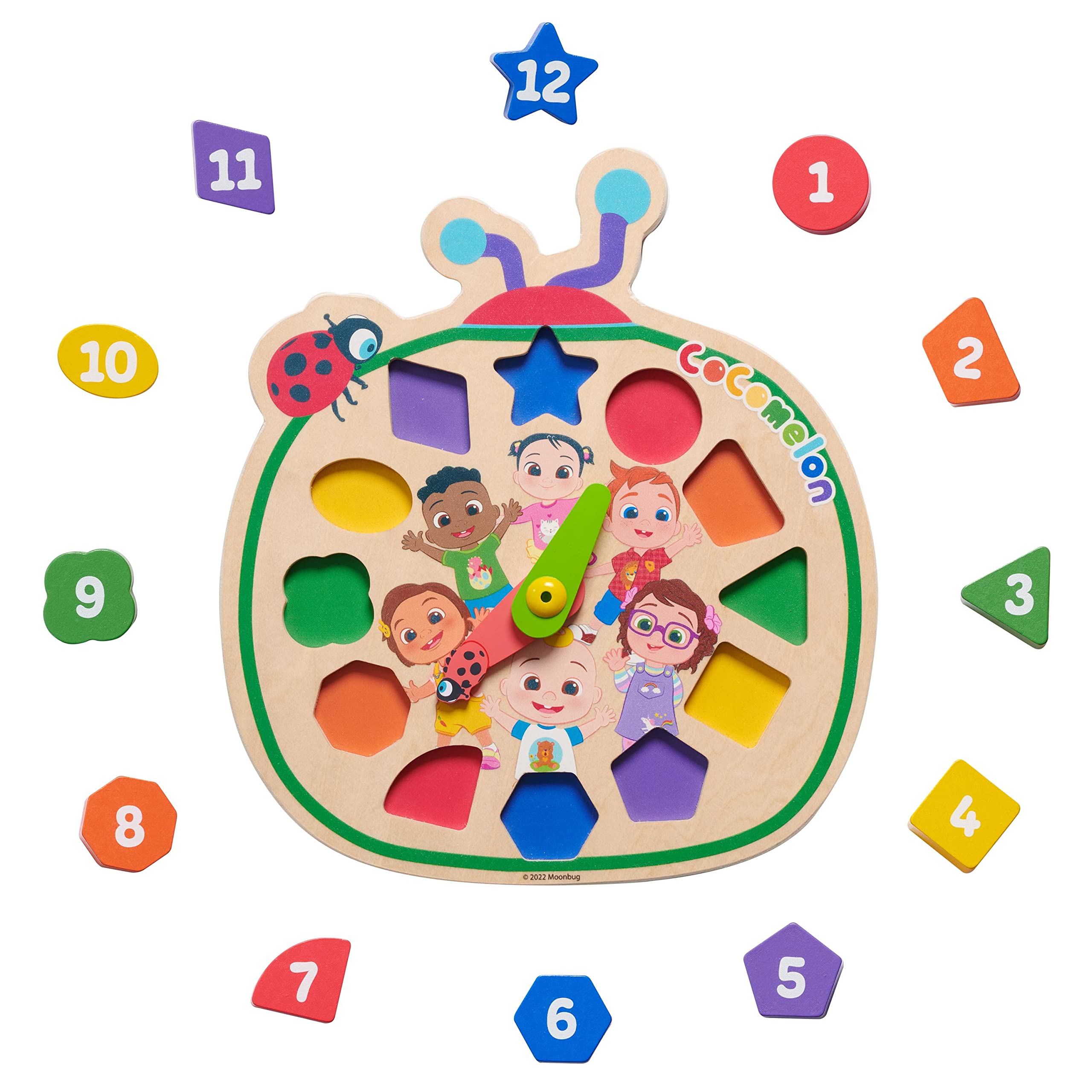 CoComelon Count with Me Wooden Clock, Recycled Wood, Learning and Education, Officially Licensed Kids Toys for Ages 18 Month by Just Play