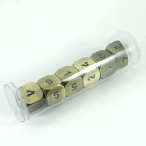 Gold Metal D6 Dice - Set of Six, Antique Finish