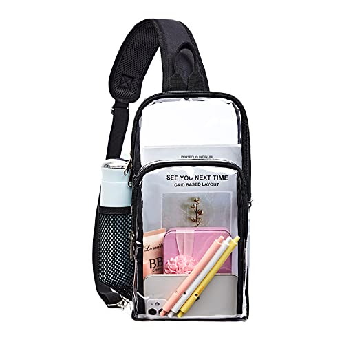 Edraco Clear Stadium Approved Bag, Clear Sling Bag with Clear Crossbody Purse, for Stadium, Work or Concert