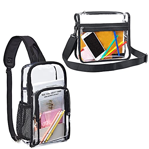 Edraco Clear Stadium Approved Bag, Clear Sling Bag with Clear Crossbody Purse, for Stadium, Work or Concert