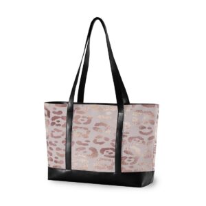 women's tote shoulder bag leopard print cheetah rose gold rainbow flag capacity handbag