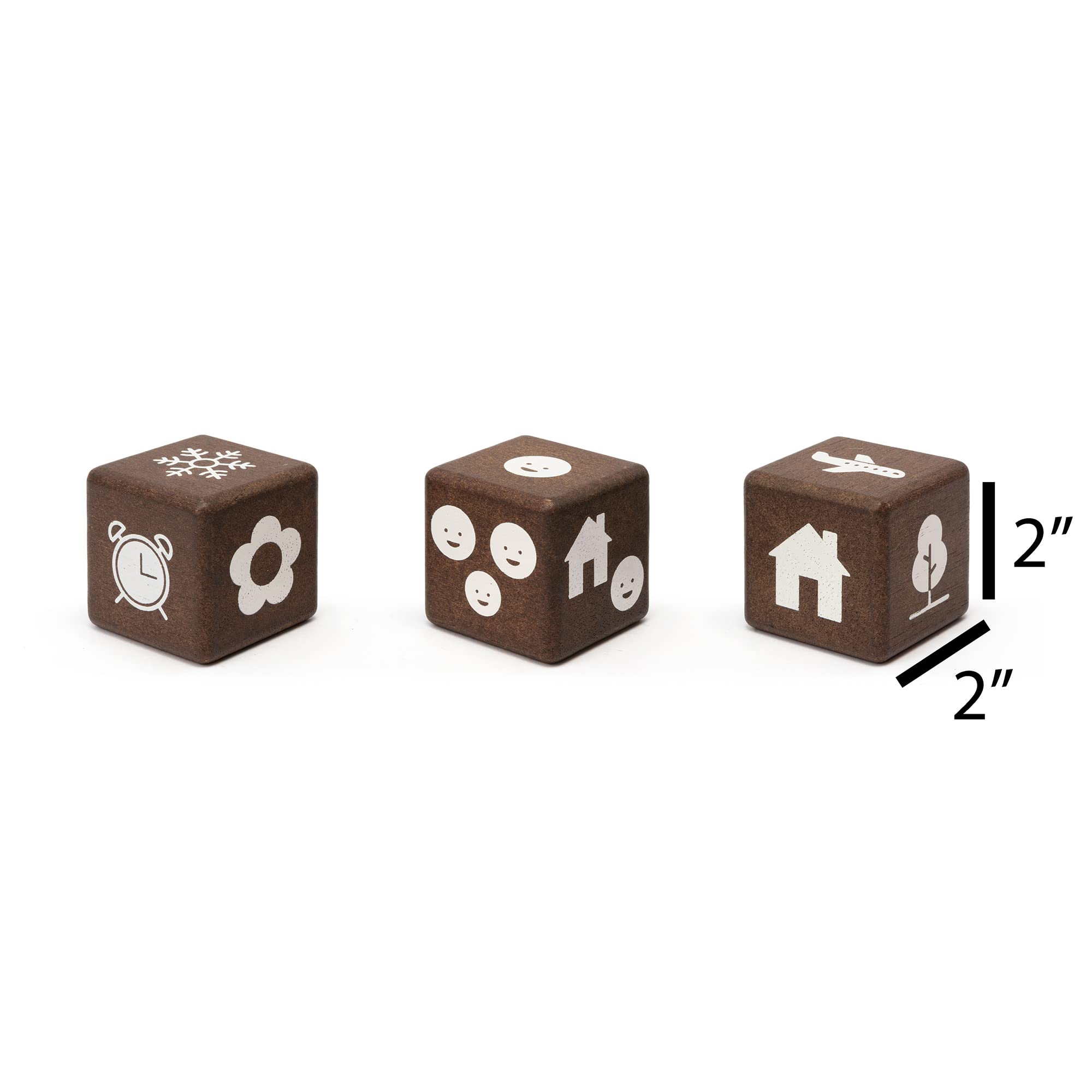 Demdaco Tell Me A Story Conversation Dice Woodgrain 2 inch Wood Travel Game Set