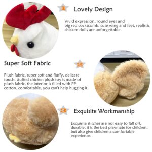 AUCOOMA Chicken Stuffed Animal Plush, Cute Stuffed Chicken Plushie Toy Gifts for Kids 9"