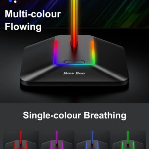 New bee RGB Headphone Stand with 1 USB-C Charging Port and 1 USB Charging Port, Desk Gaming Headset Stand with 7 Light Modes for All Earphone Accessories (Black)