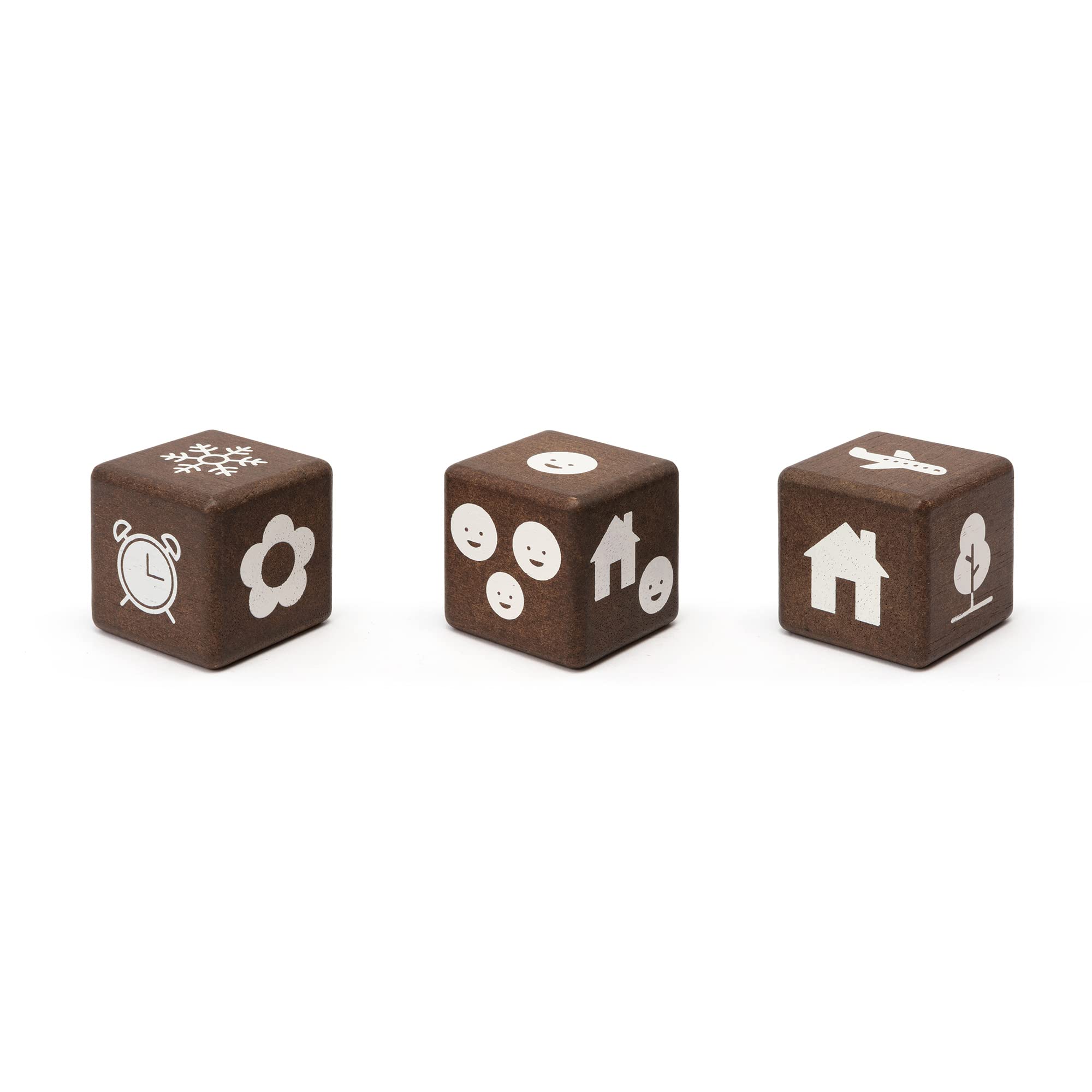 Demdaco Tell Me A Story Conversation Dice Woodgrain 2 inch Wood Travel Game Set