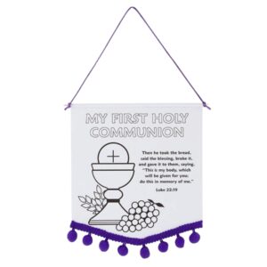 wowser first communion banner kits, diy sunday school or church activity, arts and crafts for children, 12 pack