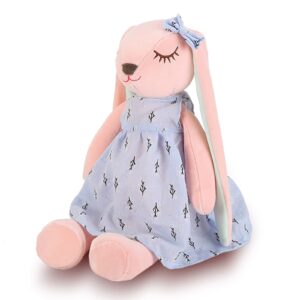 Keludu Set of 2 Kawaii Plush Bunny Easter Stuffed Animal, 16.5 in Super Soft Rabbit Doll with Long Ears for Girls/Kids/Babies