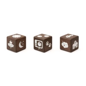 Demdaco Tell Me A Story Conversation Dice Woodgrain 2 inch Wood Travel Game Set