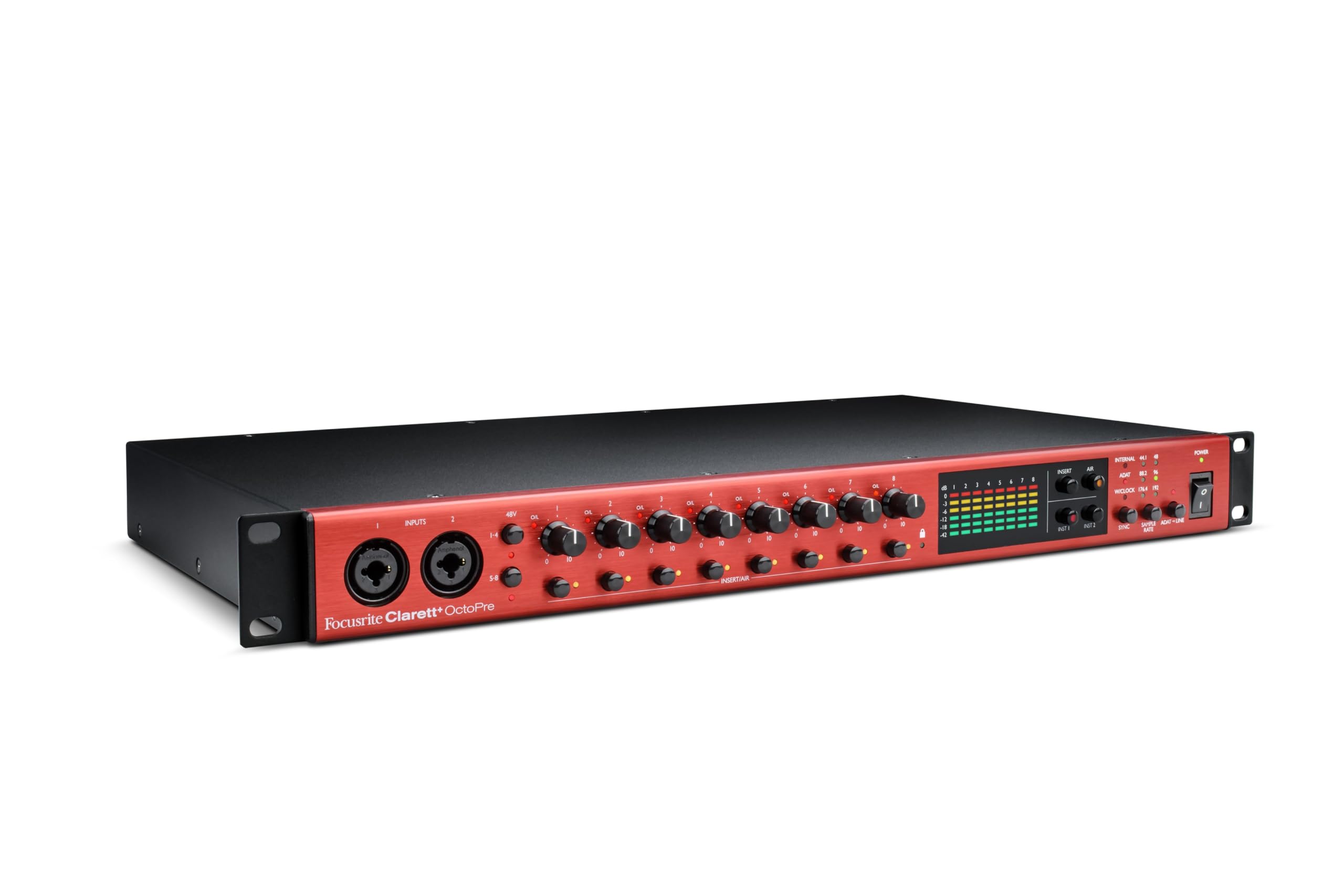 Fo­cus­rite Clar­ett+ Oc­to­Pre Pro­fes­sion­al Qual­ity 8-in/8-out ADAT Mic Preamp for Mu­sic Pro­duc­tion, with High Dy­nam­ic Range, Ul­tra-low Noise, and All-ana­logue Air