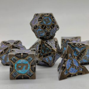 GIUADKXD Metal DND/ D&D Dungeons and Dragons Dice Set Trpg Board Game Polyhedron MTG Dice Set D20 Dice Game Accessories（Rolling Blue）