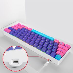 Mosptnspg Protable 60% Percent Gaming Keyboard Mechanical, Mini Compact RGB Backlit 61 Keys Wired Office Keyboard with red Switch for Mac/Win (Purple/red Switch)