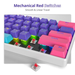 Mosptnspg Protable 60% Percent Gaming Keyboard Mechanical, Mini Compact RGB Backlit 61 Keys Wired Office Keyboard with red Switch for Mac/Win (Purple/red Switch)