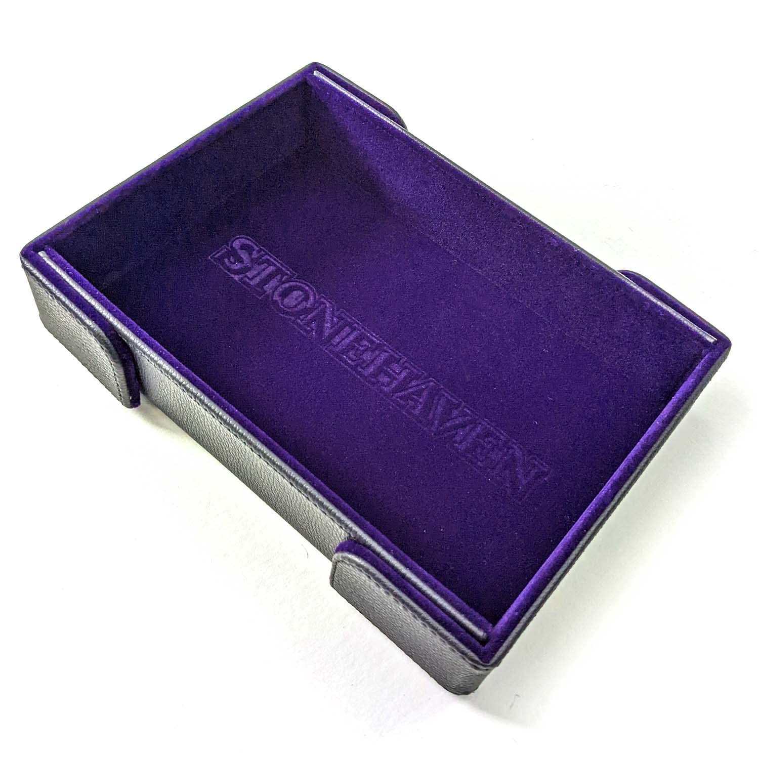 Stonehaven Royal Purple Velvet and PU Leather Foldable Magnetic Dice Tray - for Tabletop Games, Collectibles - Deep Purple Velvet, PU Leather, Magnets