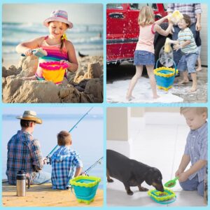 Castle Foldable Beach Sand Buckets Toy Set, 2L Silicone Collapsible Pails, Large Multi Functions Sandbox Kit Camping Traveling Gear, Beach Buckets Essential for Vacation Kids Adults 2 Pack