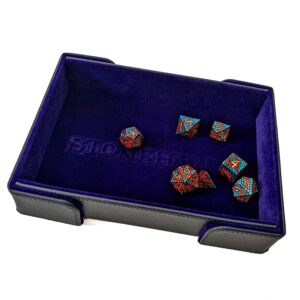 Stonehaven Royal Purple Velvet and PU Leather Foldable Magnetic Dice Tray - for Tabletop Games, Collectibles - Deep Purple Velvet, PU Leather, Magnets