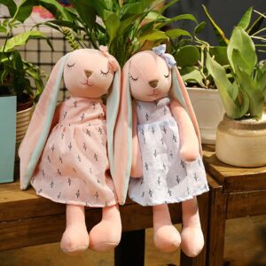 Keludu Set of 2 Kawaii Plush Bunny Easter Stuffed Animal, 16.5 in Super Soft Rabbit Doll with Long Ears for Girls/Kids/Babies