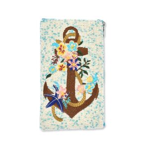 bamboo trading club bag floral anchor, 7.5-inch width