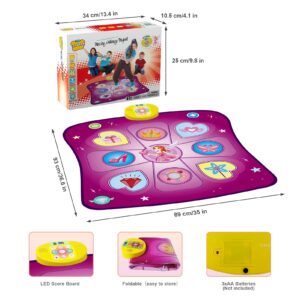 Rodzon Dance Mat Gift for 3-12 Year Old Girls Boys Electronic Dance Pad Game Toy for Kids Age 4 5 6 7 8 9 10+, 3 Game Modes, 5 Challenge Levels, Built-in Music Christmas Birthday Gift (Purple)