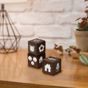 Demdaco Tell Me A Story Conversation Dice Woodgrain 2 inch Wood Travel Game Set