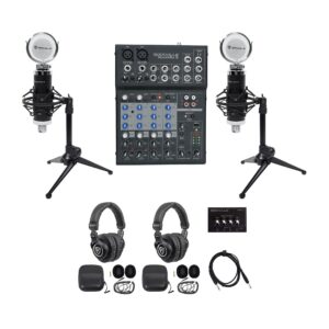 Rockville 2-Person Podcast Podcasting Recording Bundle w/Mics/Mixer/Headphones