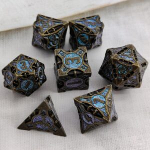 GIUADKXD Metal DND/ D&D Dungeons and Dragons Dice Set Trpg Board Game Polyhedron MTG Dice Set D20 Dice Game Accessories（Rolling Blue）