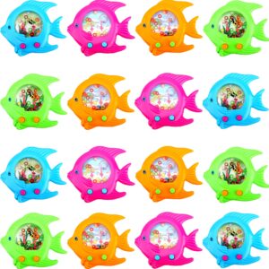 cotiny 16 pieces fish ring toss games handheld water fish colorful arcade retro pocket toys for kids retro game party favors game prizes travel pastime